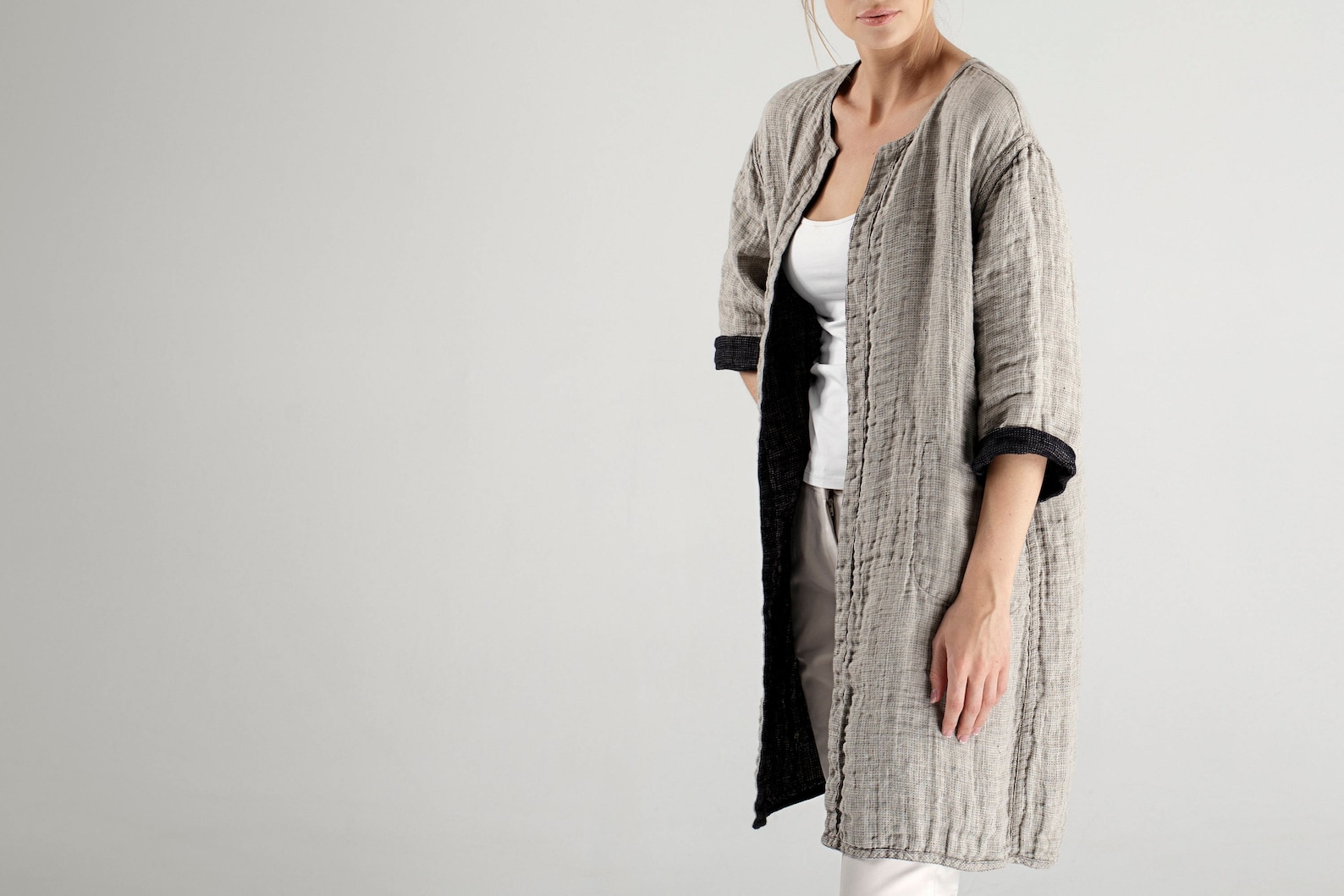 Long Linen Jacket / Black Linen Cardigan / Loose Linen Jacket | Etsy