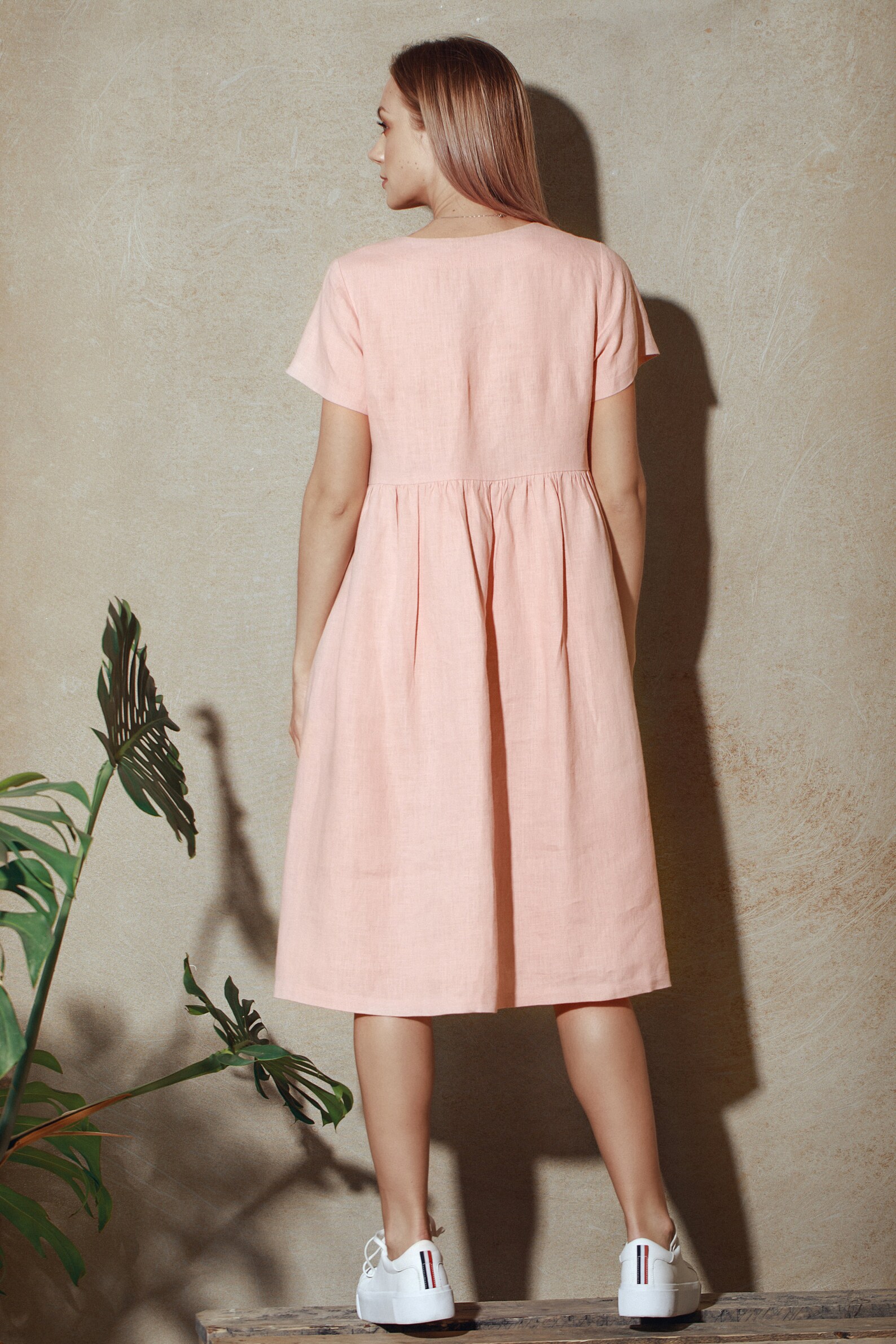 Pink Linen Dress Dress in Linen Flax Dress Summer Dress - Etsy