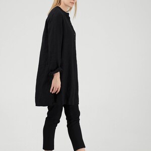 Black Linen Tunic / Black Linen Shirt / Long Linen Tunic Shirt / Maxi ...