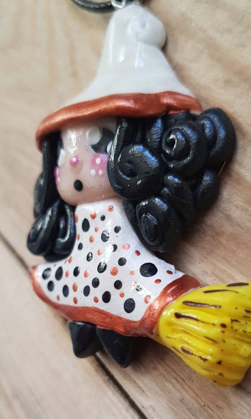 Witch Charm Pendant Necklace. Witch Gift. Hand Made Polymer Clay ...