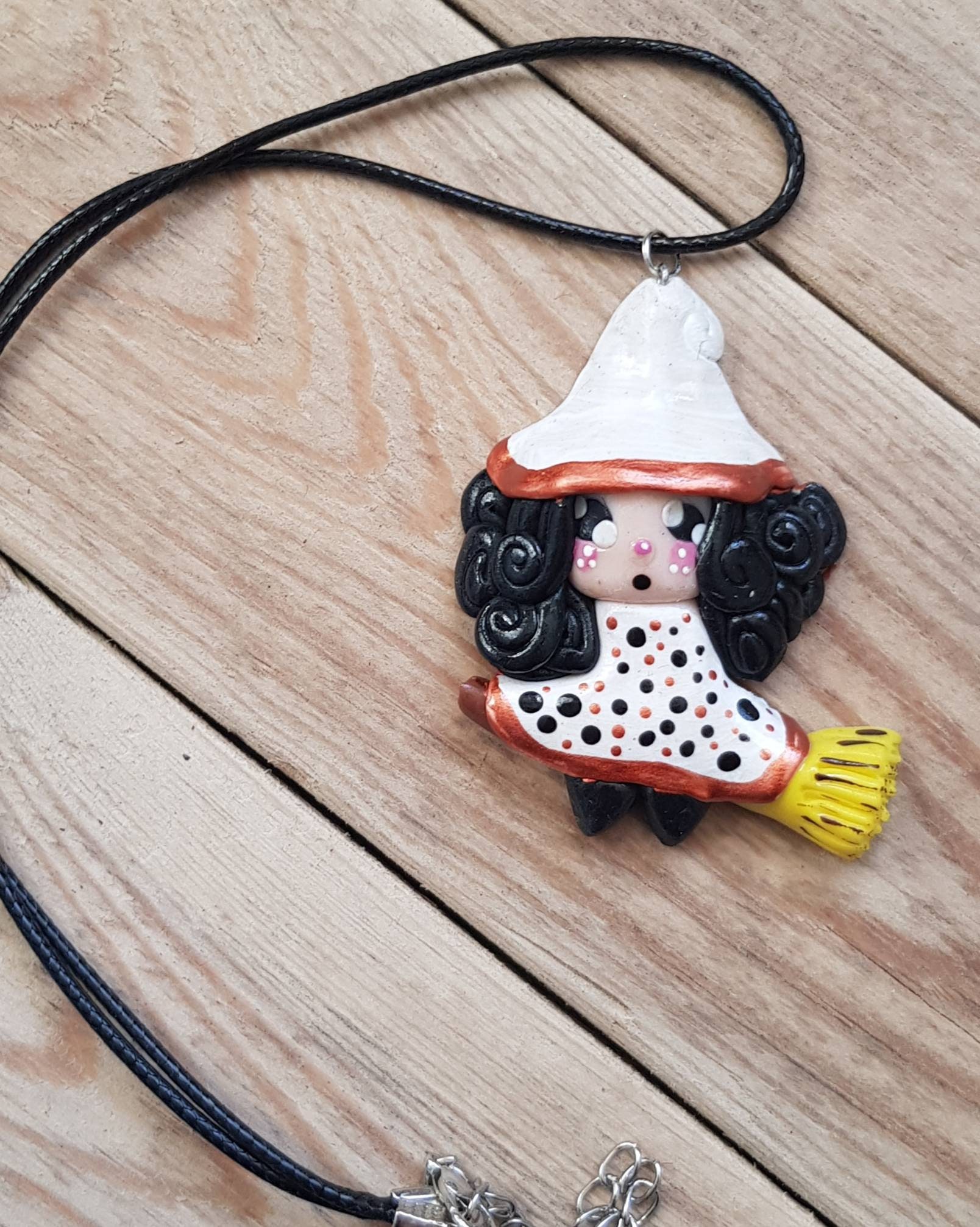 Witch Charm Pendant Necklace. Witch Gift. Hand Made Polymer Clay ...