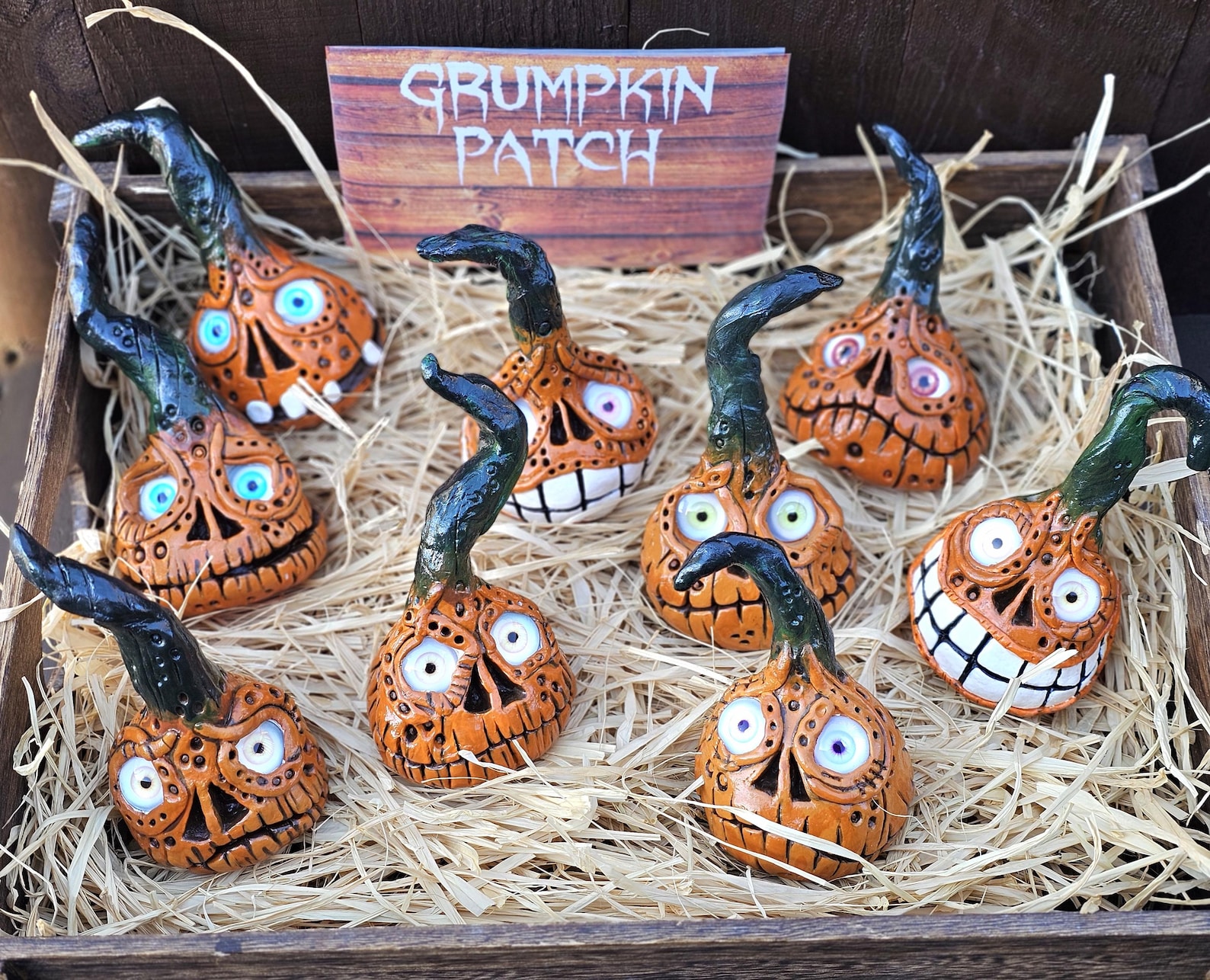 Handmade, Grumpy Pumpkins. Creepy Cute Halloween Decoration. Quirky ...