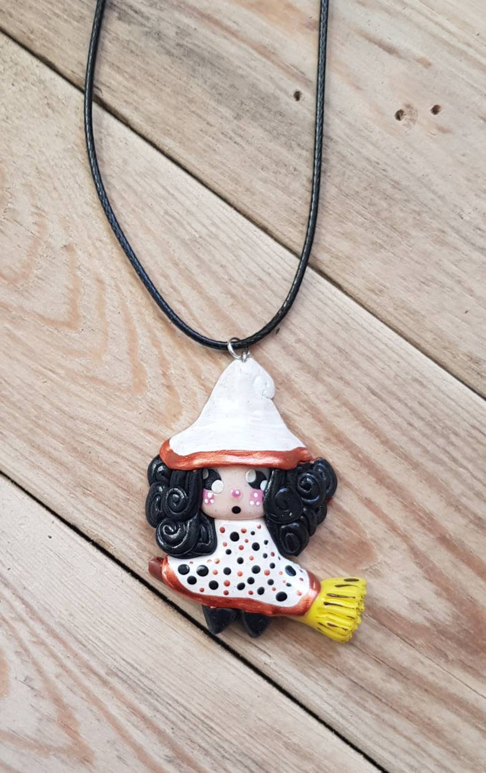 Witch Charm Pendant Necklace. Witch Gift. Hand Made Polymer Clay ...