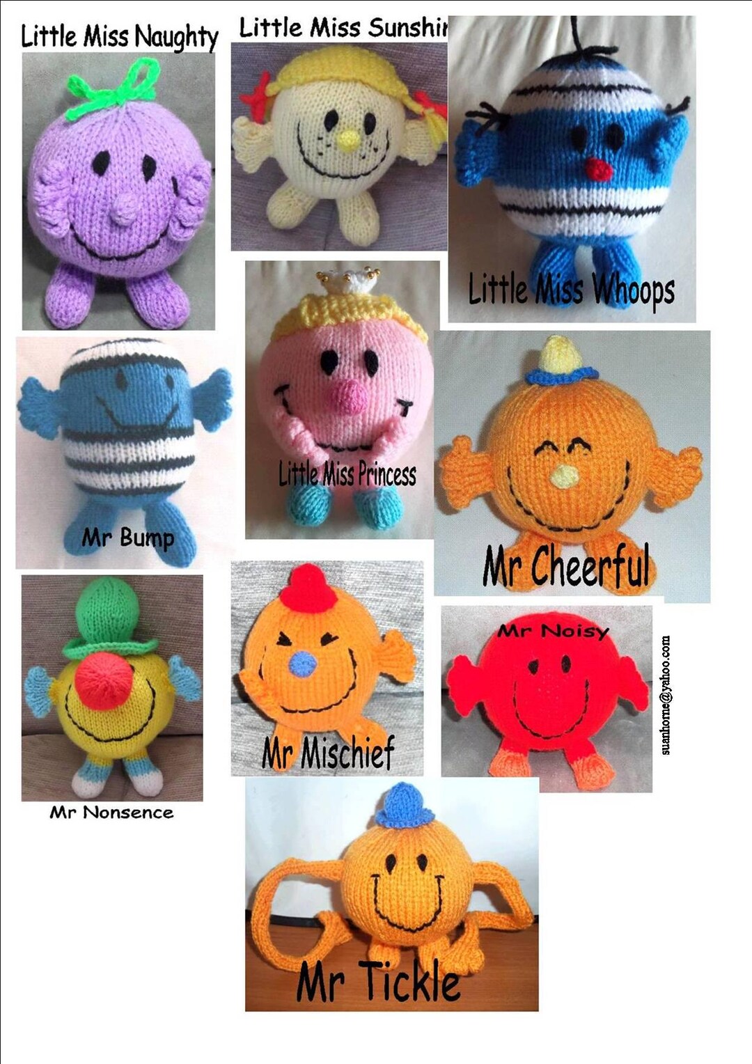 Mr Men Knitting Pattern Set 1 - Etsy