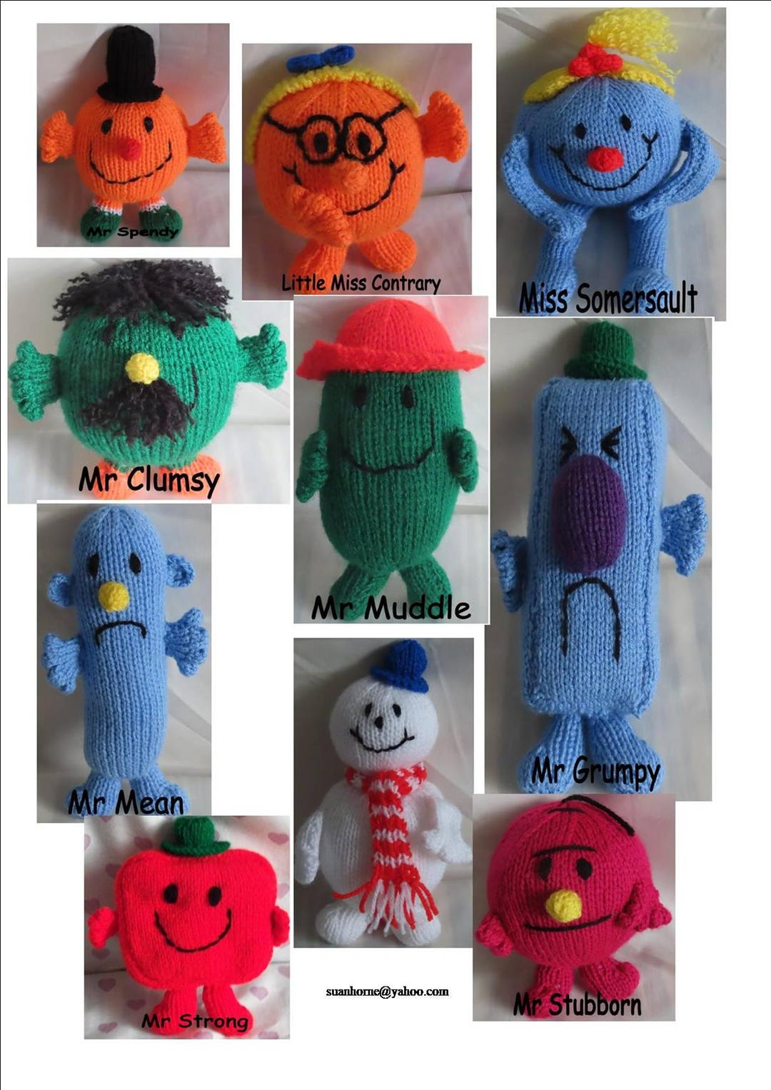 Mr Men Set 6 Lookalike Knitting Patterns - Etsy
