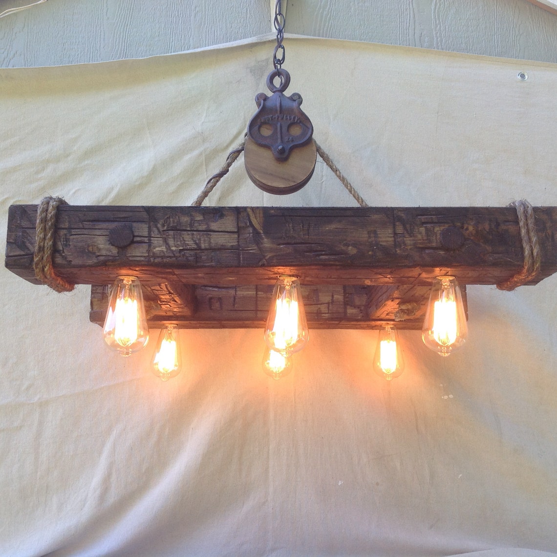 Country Style Barn Beam Rustic Light With Edison Bulbs - Etsy