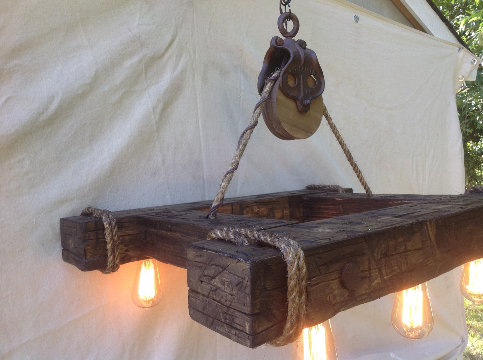 Country Style Barn Beam Rustic Light With Edison Bulbs - Etsy