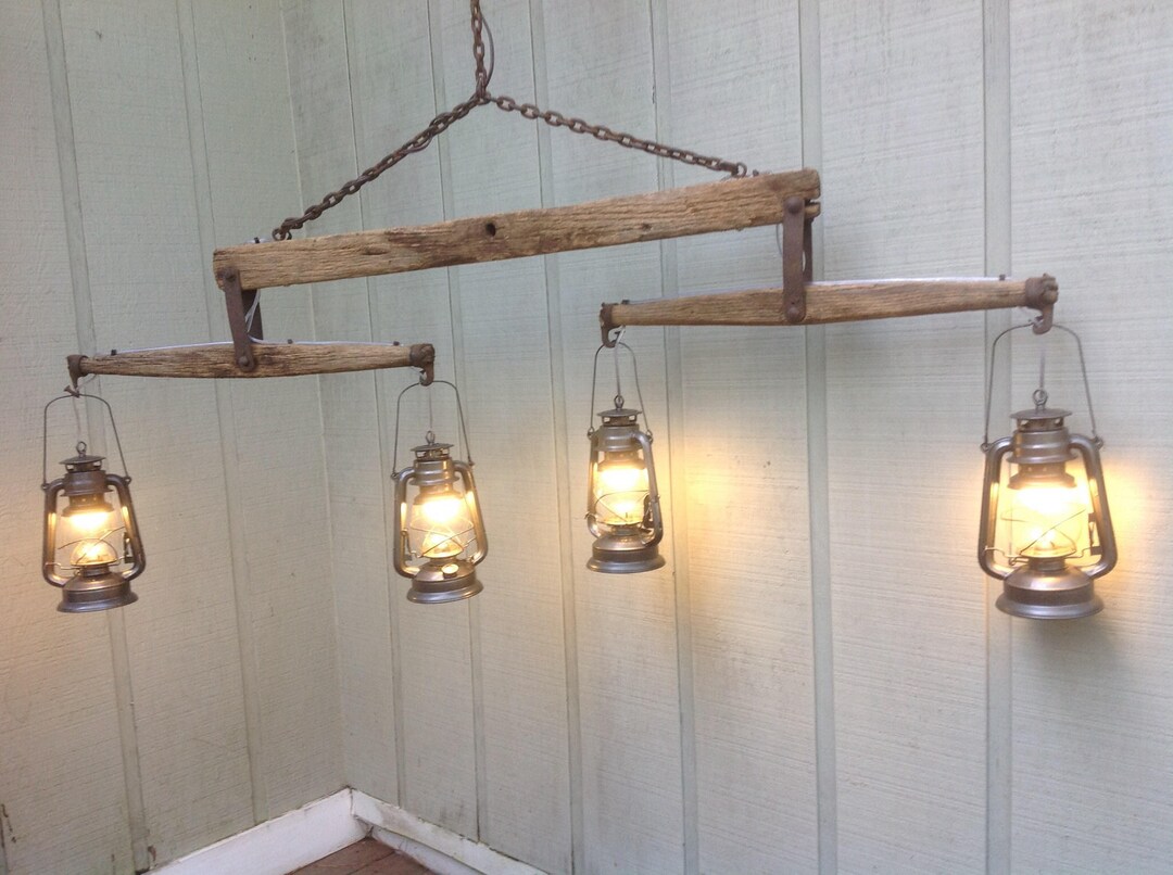 Rustic Antique Double Tree Yoke Hitch With LED Lanterns/mason Jars or ...