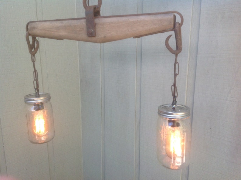 Rustic Antique Double Tree Yoke Hitch With LED Lanterns/mason - Etsy