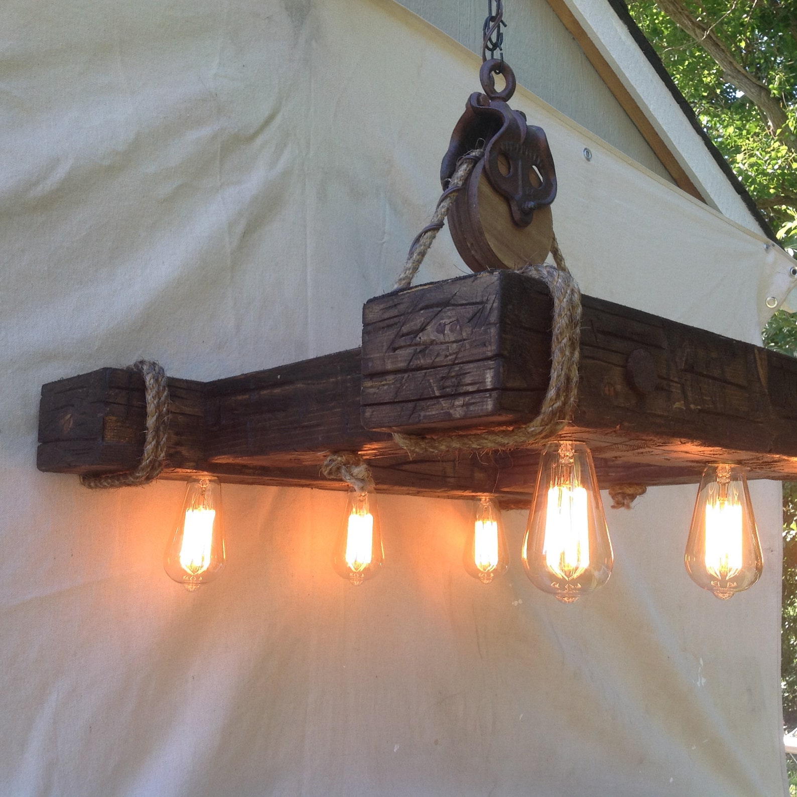 Country Style Barn Beam Rustic Light With Edison Bulbs - Etsy