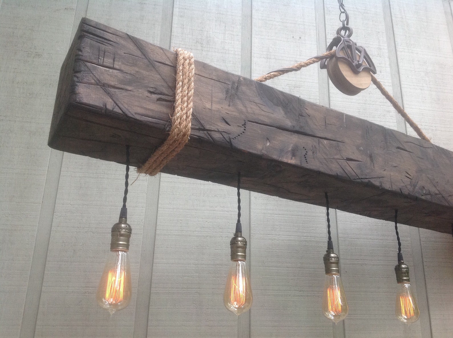 Rustic Barn Beam Ceiling Light - Etsy