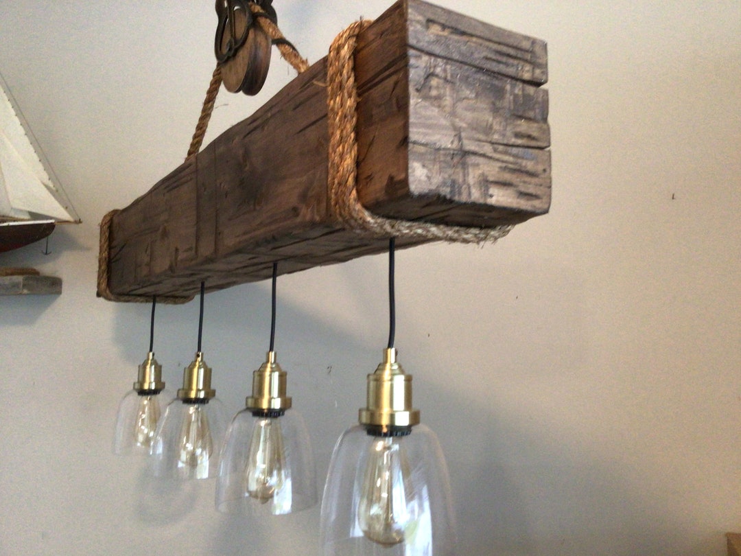 48” Barn Beam Light With 4 Seeded Glass Globes - Etsy