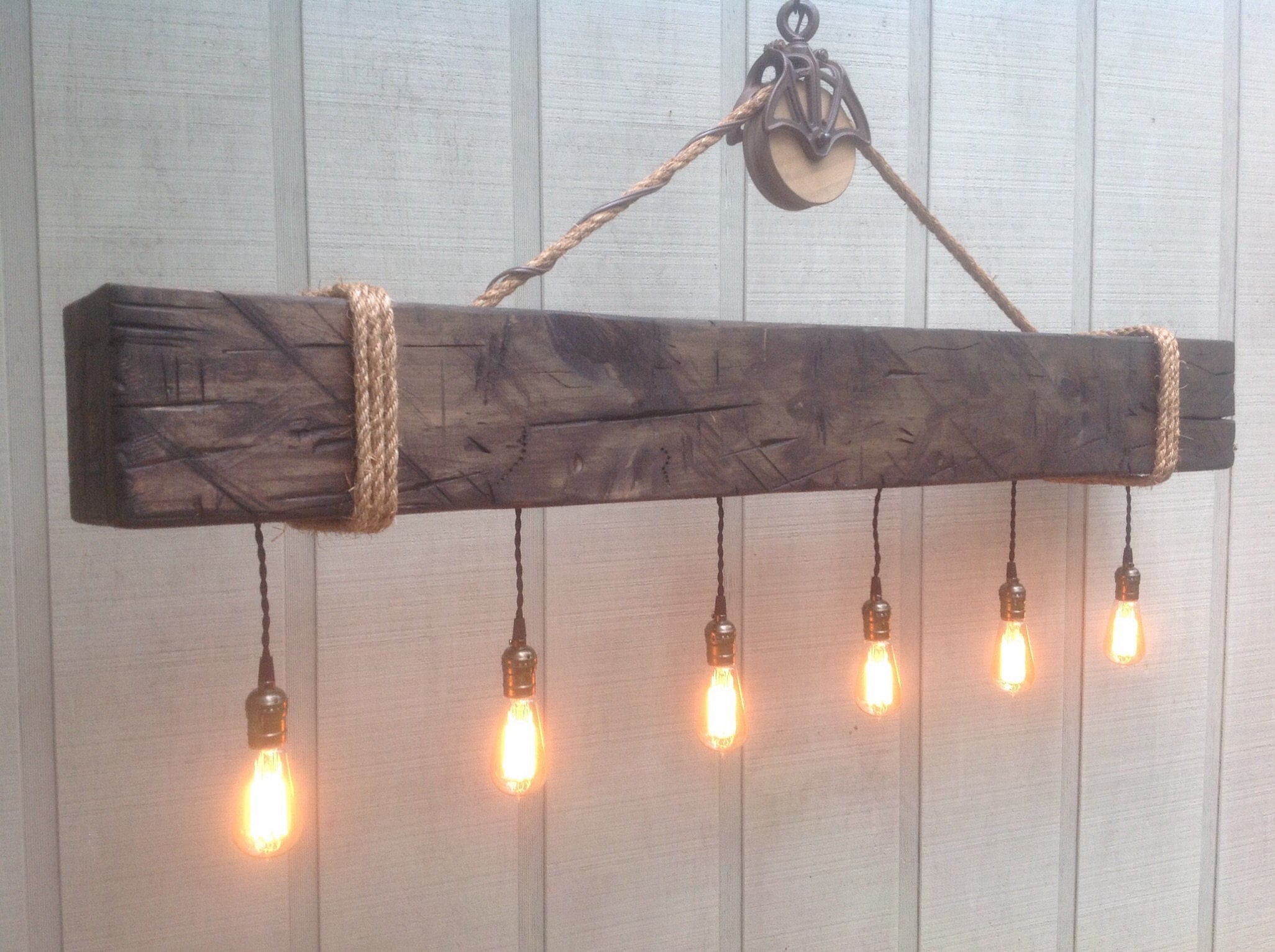 Rustic Barn Beam Ceiling Light - Etsy