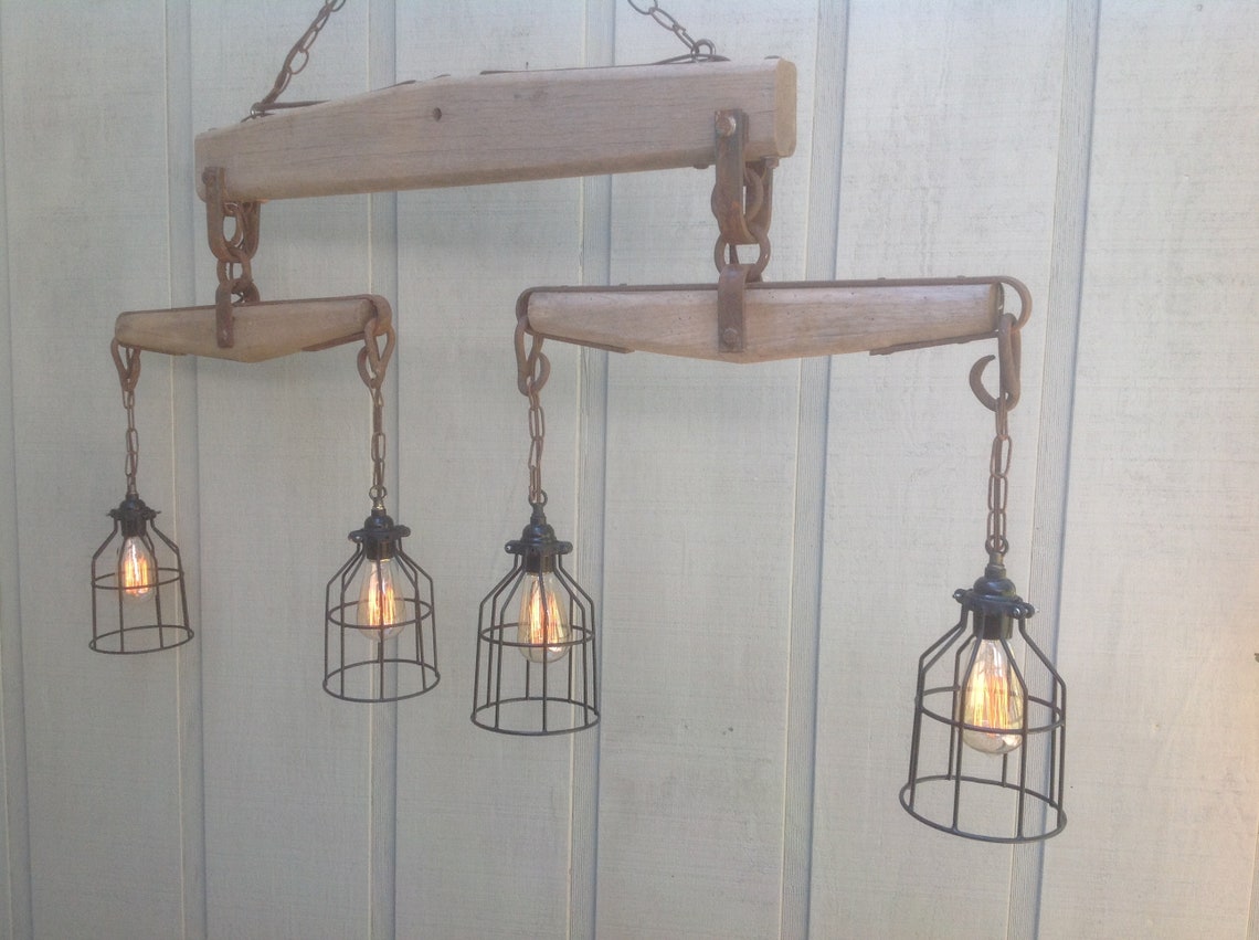 Rustic Antique Double Tree Yoke Hitch with LED Lanterns/Mason | Etsy