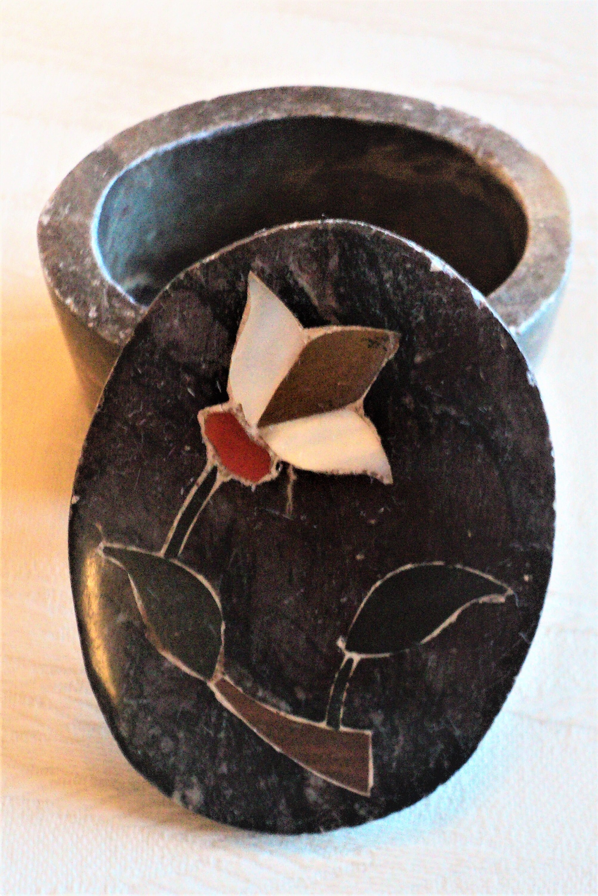 SOAPSTONE BOXES, LOTUS Flowers, Soapstone Dome, Nickel Silver With ...