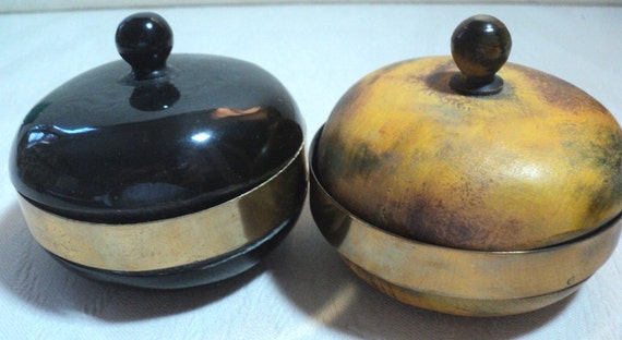 Horn Box Black Horn Burnt Horn Brass Accent Velvet Lined - Etsy