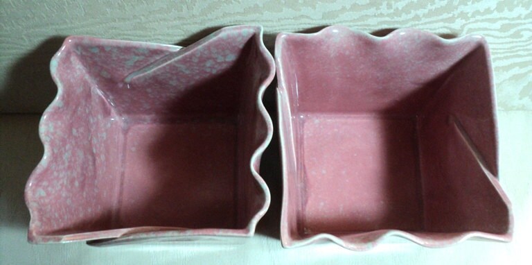 KTK Pottery Planters, 2-for, Vintage, ART DECO, Ceramic, Pink/grey ...