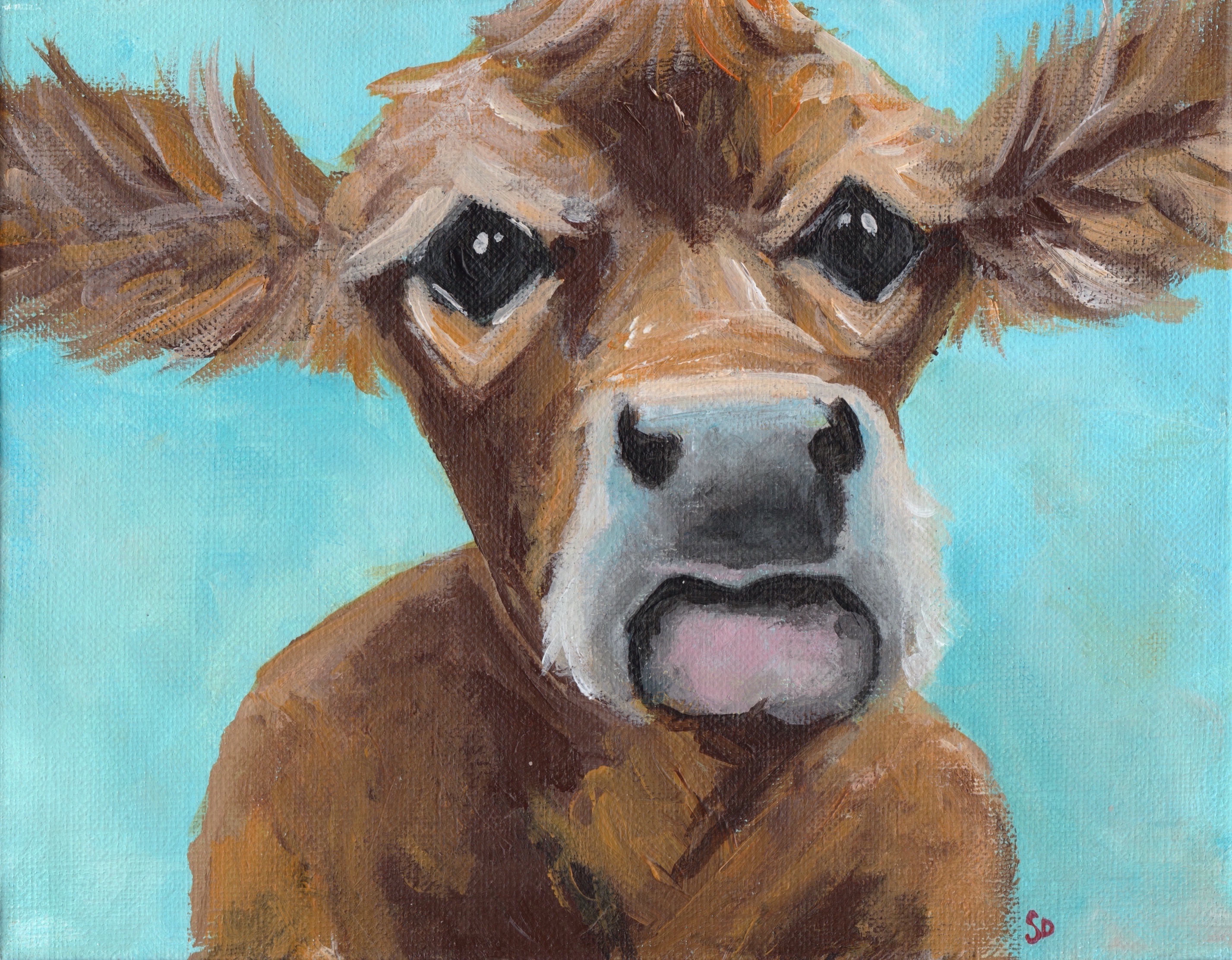 Milo the cow - ORIGINAL acrylic painting - Farm Animal Series - Etsy Polska
