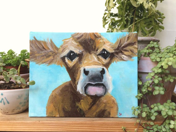 Milo the Cow ORIGINAL Acrylic Painting Farm Animal Series - Etsy