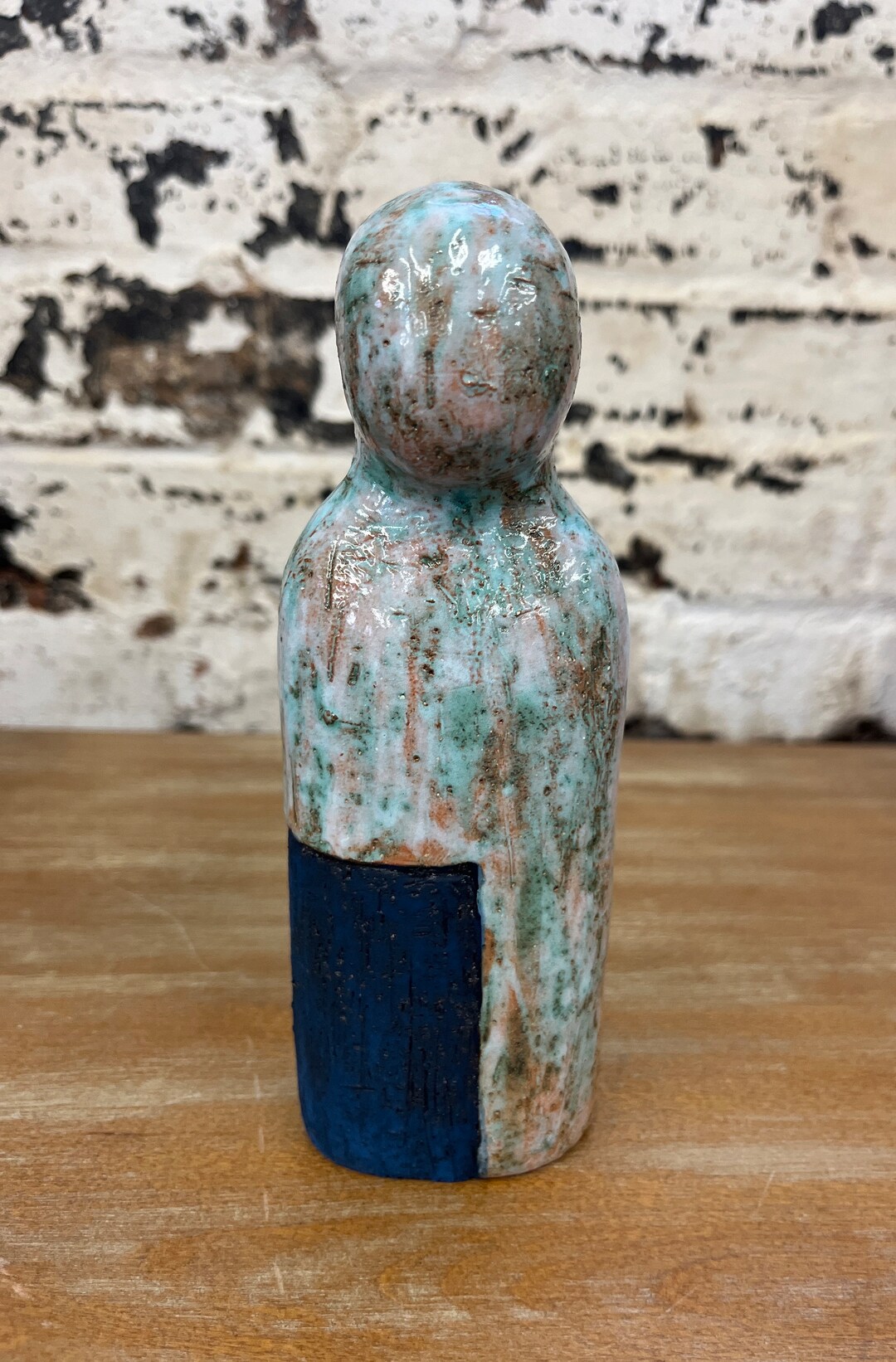 Soul Ceramic Figure Sculpture Gloss White With Blue Block - Etsy