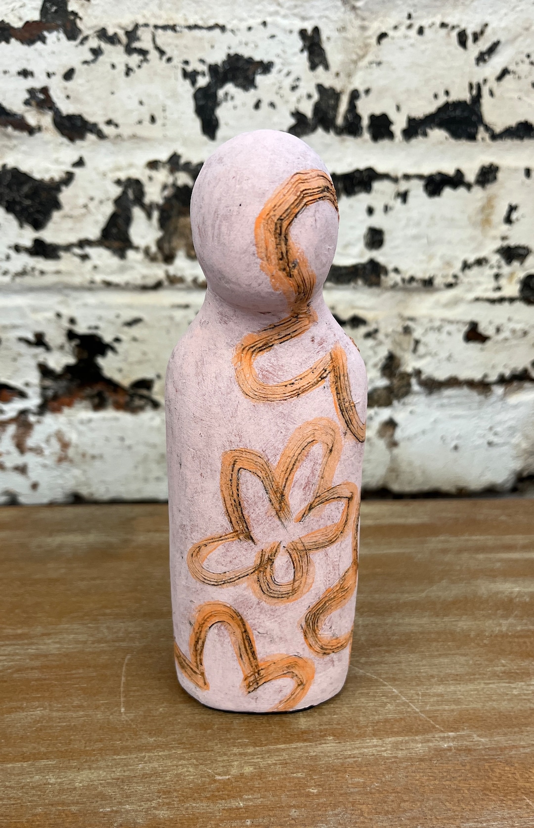 Soul Ceramic Figure Sculpture Ivory Beige With Playful Orange - Etsy