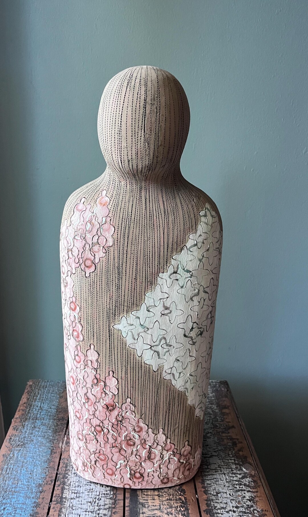 Soul Ceramic Figure Sculpture Greige With Pale Green and Light Ivory - Etsy