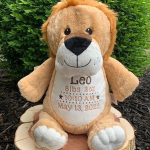 Lion Stuffed Animal - Personalized / Embroidered Plush Animal - Etsy