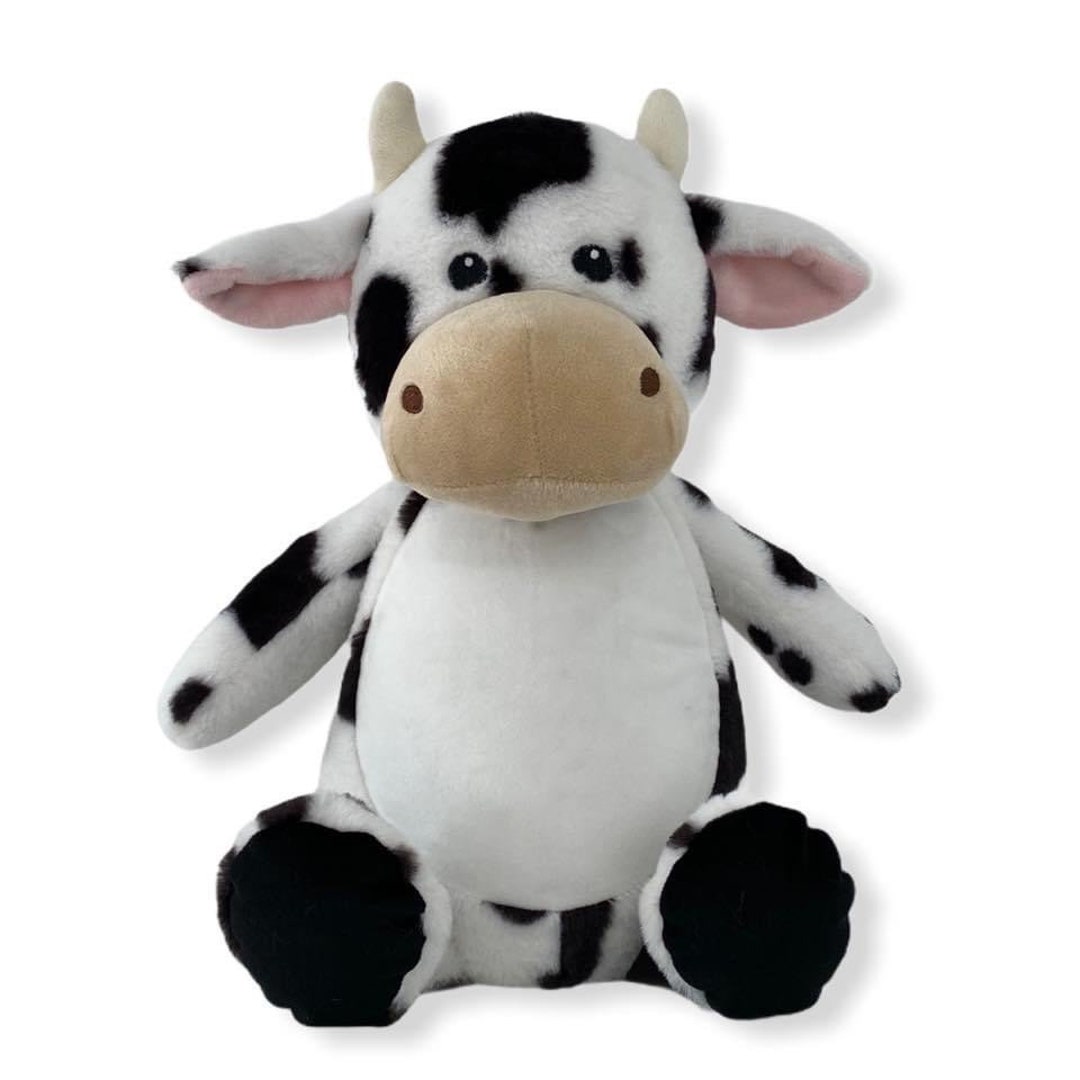 White and Black Cow Stuffed Animal - Personalized / Embroidered Plush ...