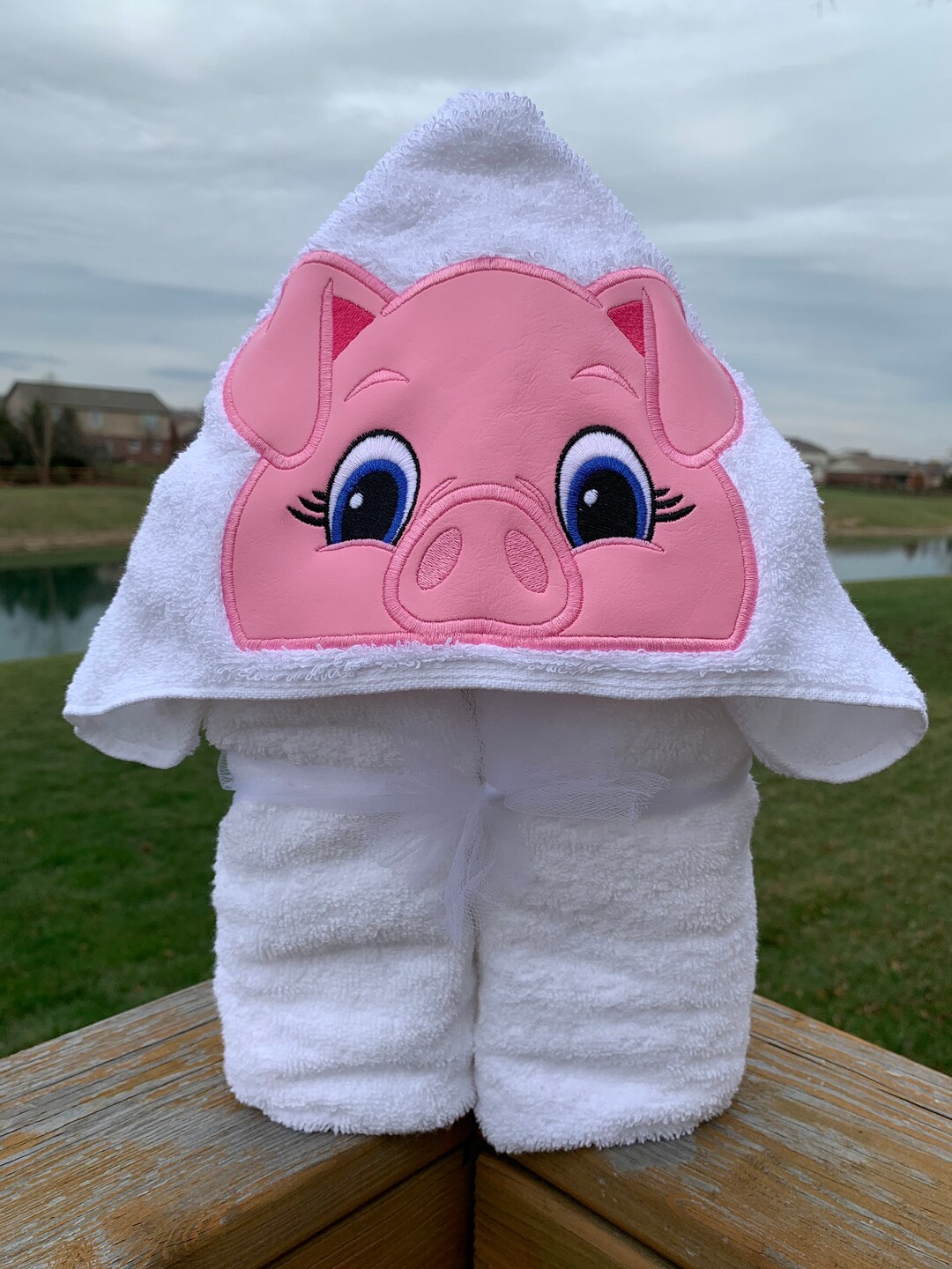 Pig Hooded Towel - Embroidered Hooded Towel - Etsy