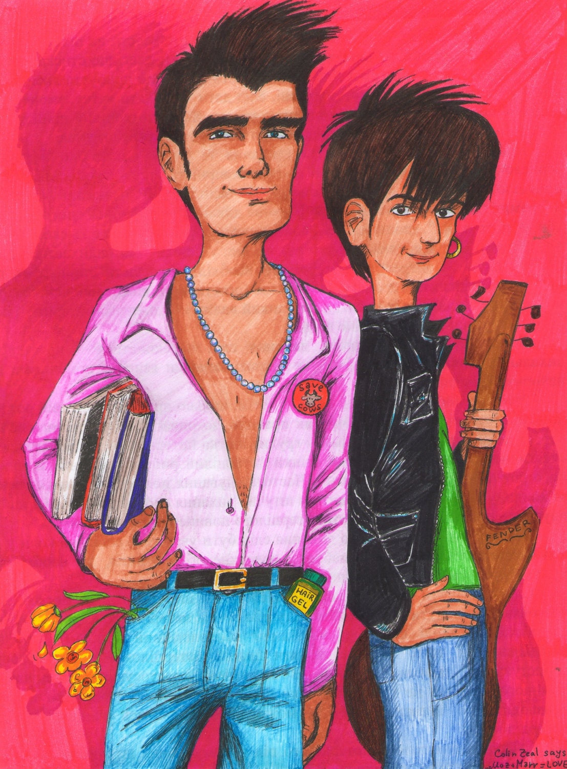 Morrissey and Johnny Marr The Smiths original drawing by pen | Etsy