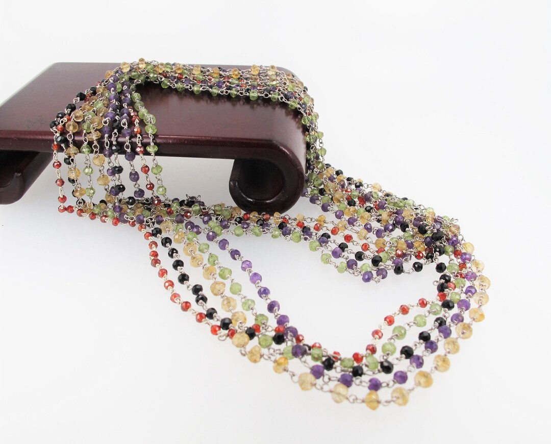 Sterling Silver Gemstone Chain Necklace: Amethyst, Onyx, Citrine ...
