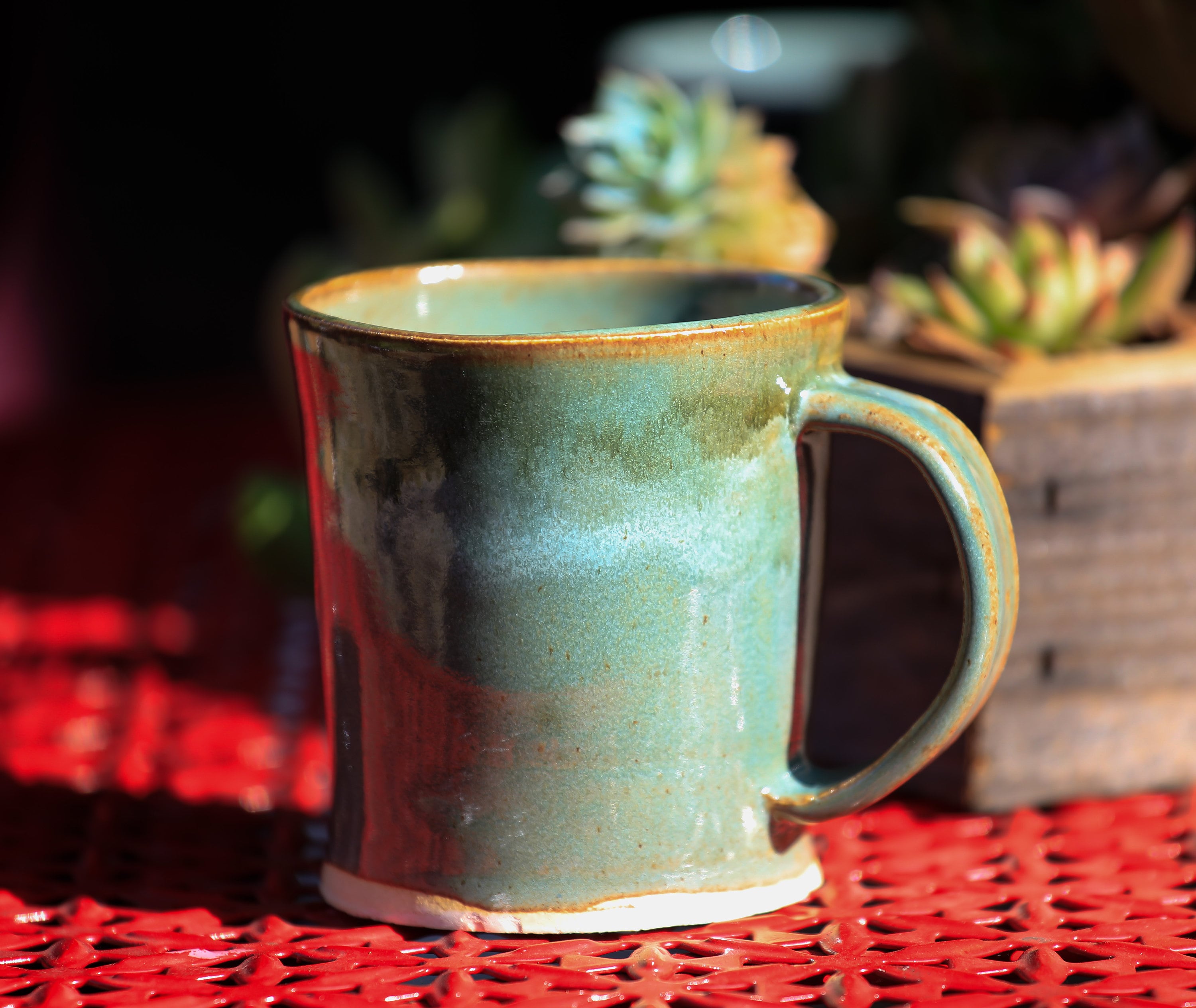 Drinkware Large green handmade stoneware pottery mug Home & Living ...