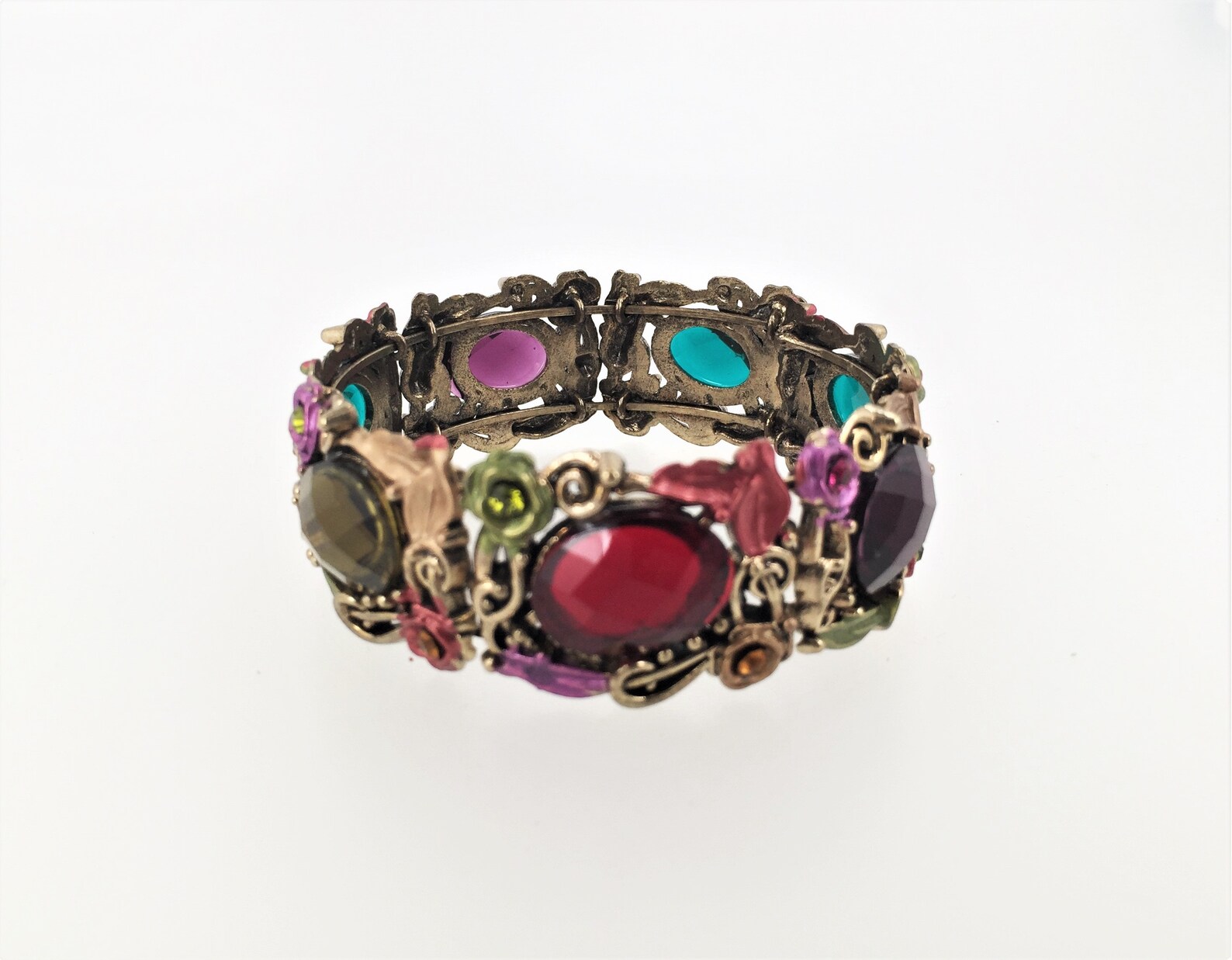 Multi-color Stone Metal Bangle. Vintage Boho Metal Bracelet. Party Wear ...