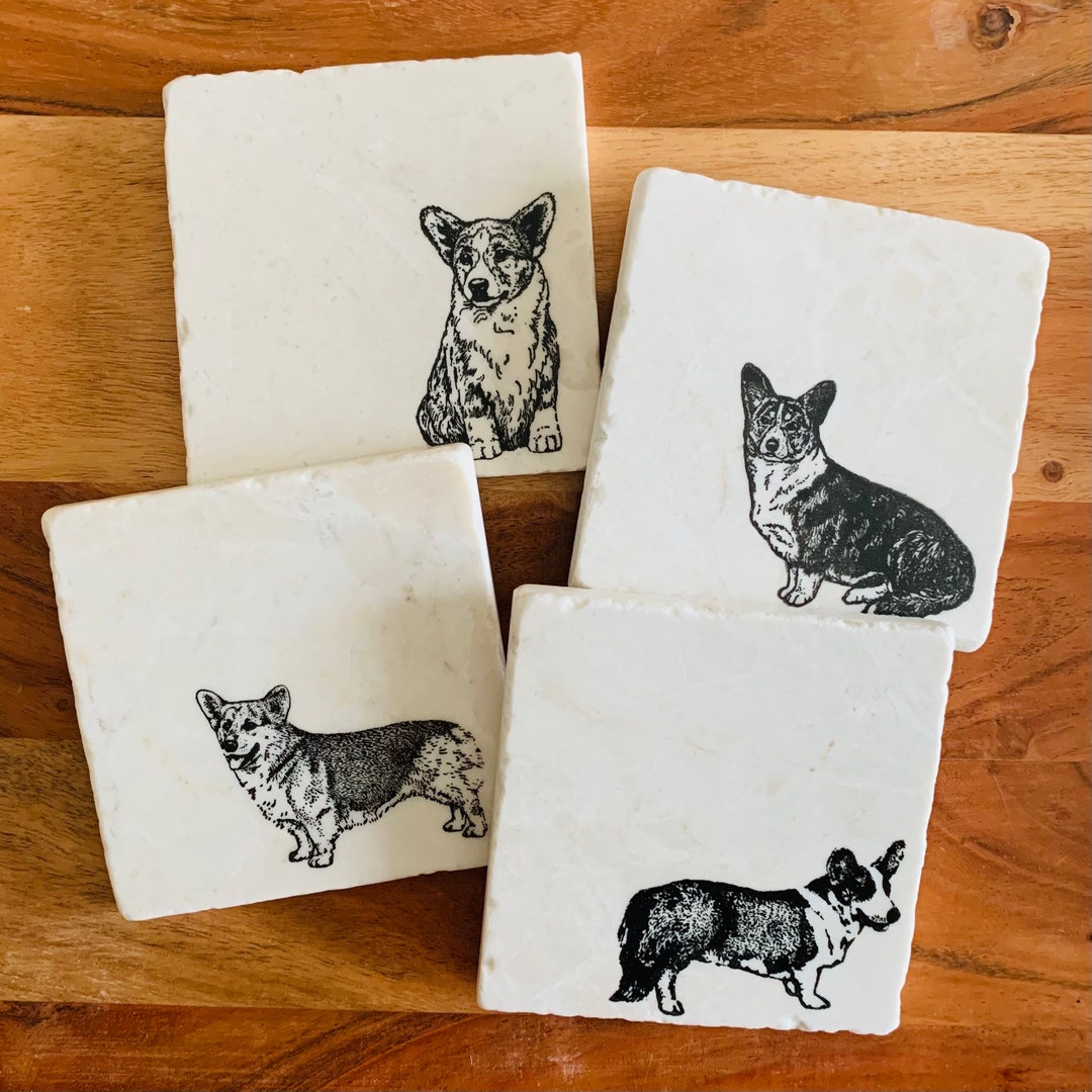Corgi Coasters ~ Gift for Corgi Mom ~ Dog Coasters ~ Marble Coasters ...