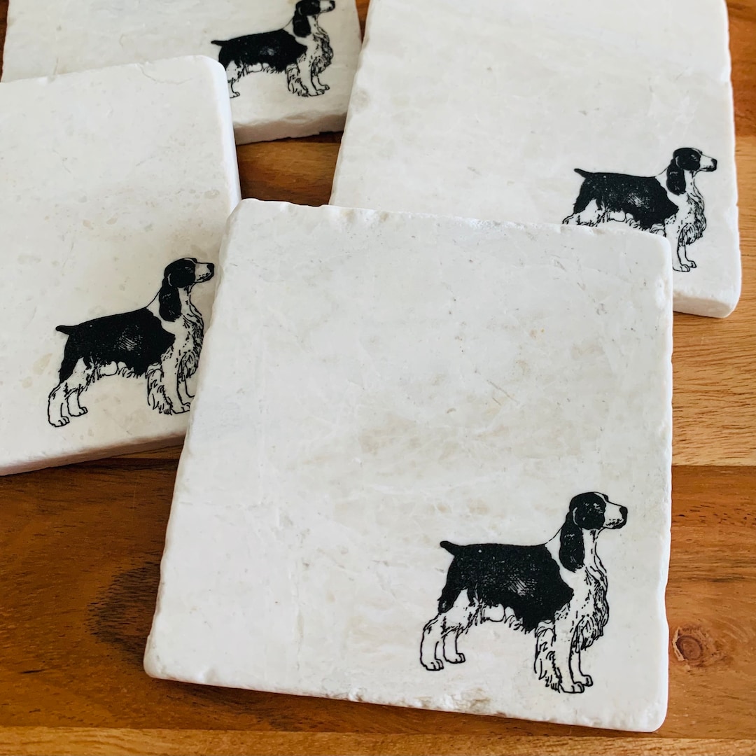 English Springer Spaniel Gift Marble Coasters Handmade Gift Dog ...