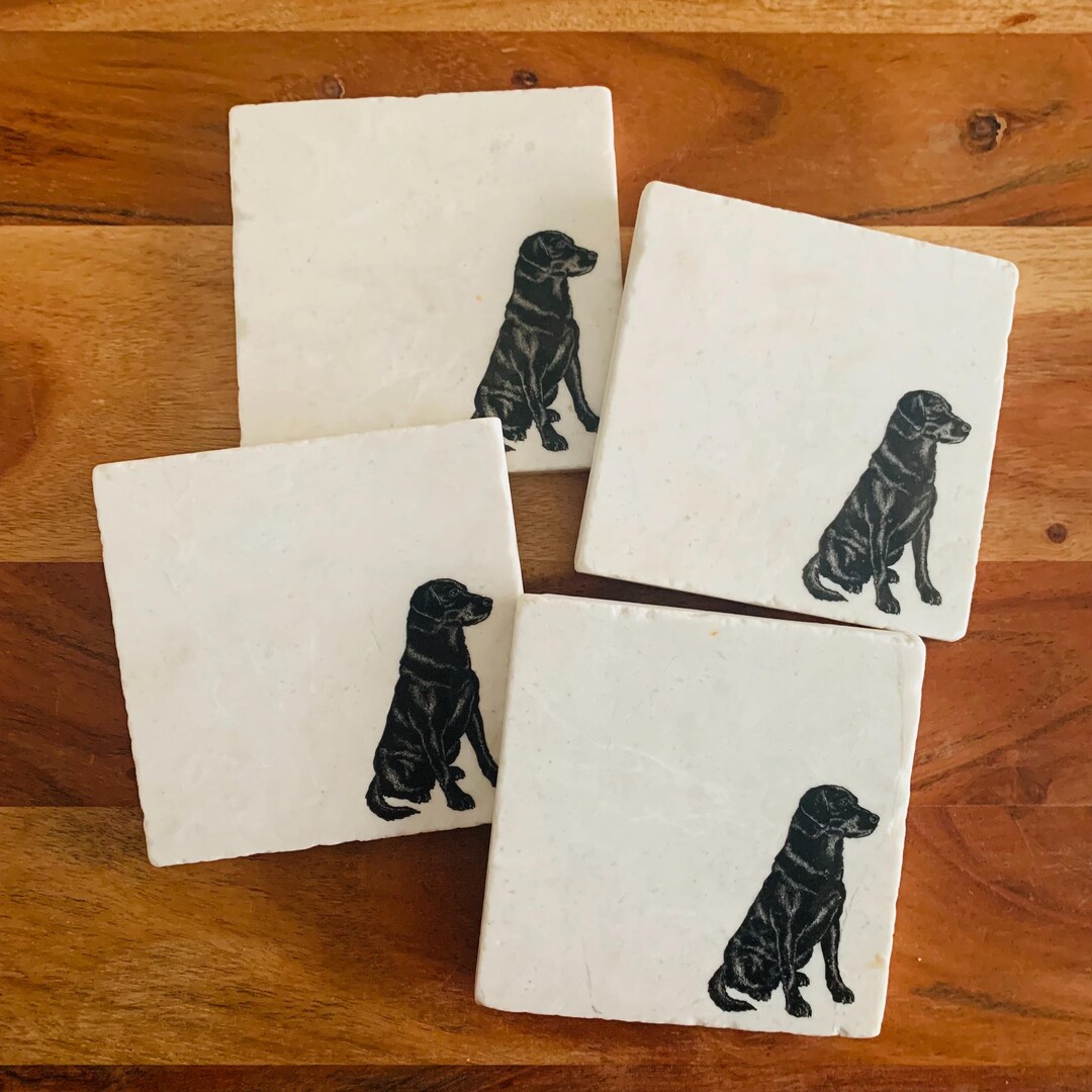 Black Labrador Retriever Coasters ~ Marble Coasters ~ Black Lab Dog Mom ...