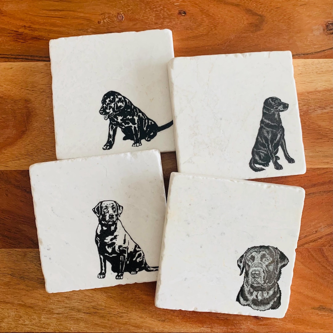 Black Labrador Retriever Coasters ~ Marble Coasters ~ Black Lab Dog Mom ...