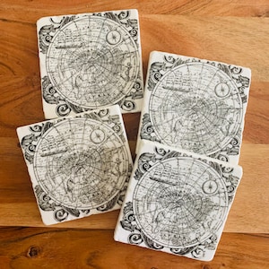 Map Coasters ~ Set of 4 Stone Coasters ~ Old World Map Coasters ...