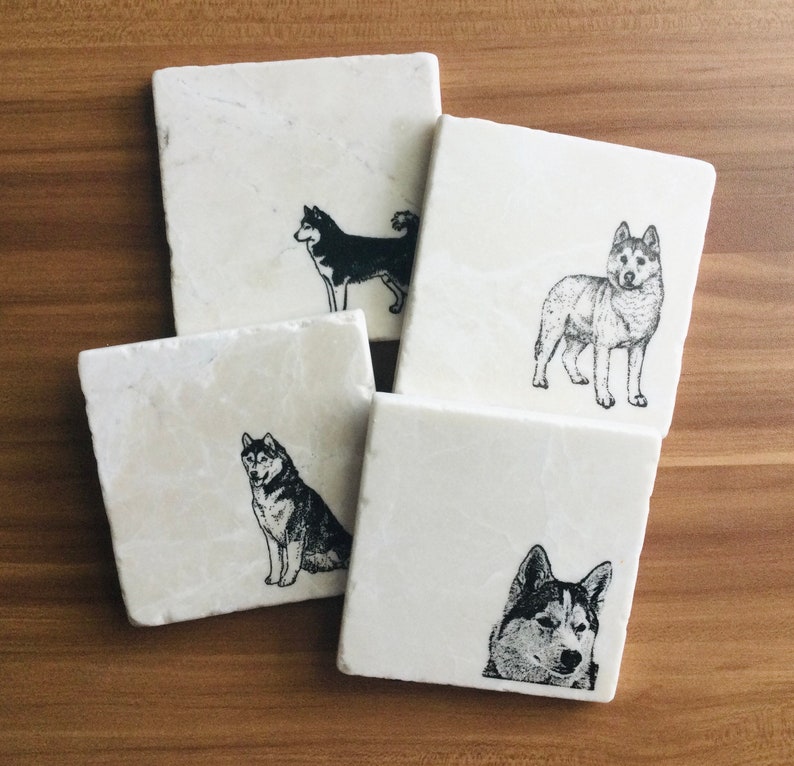 Husky Dog Coasters Siberian Husky Coasters Dog Coasters | Etsy