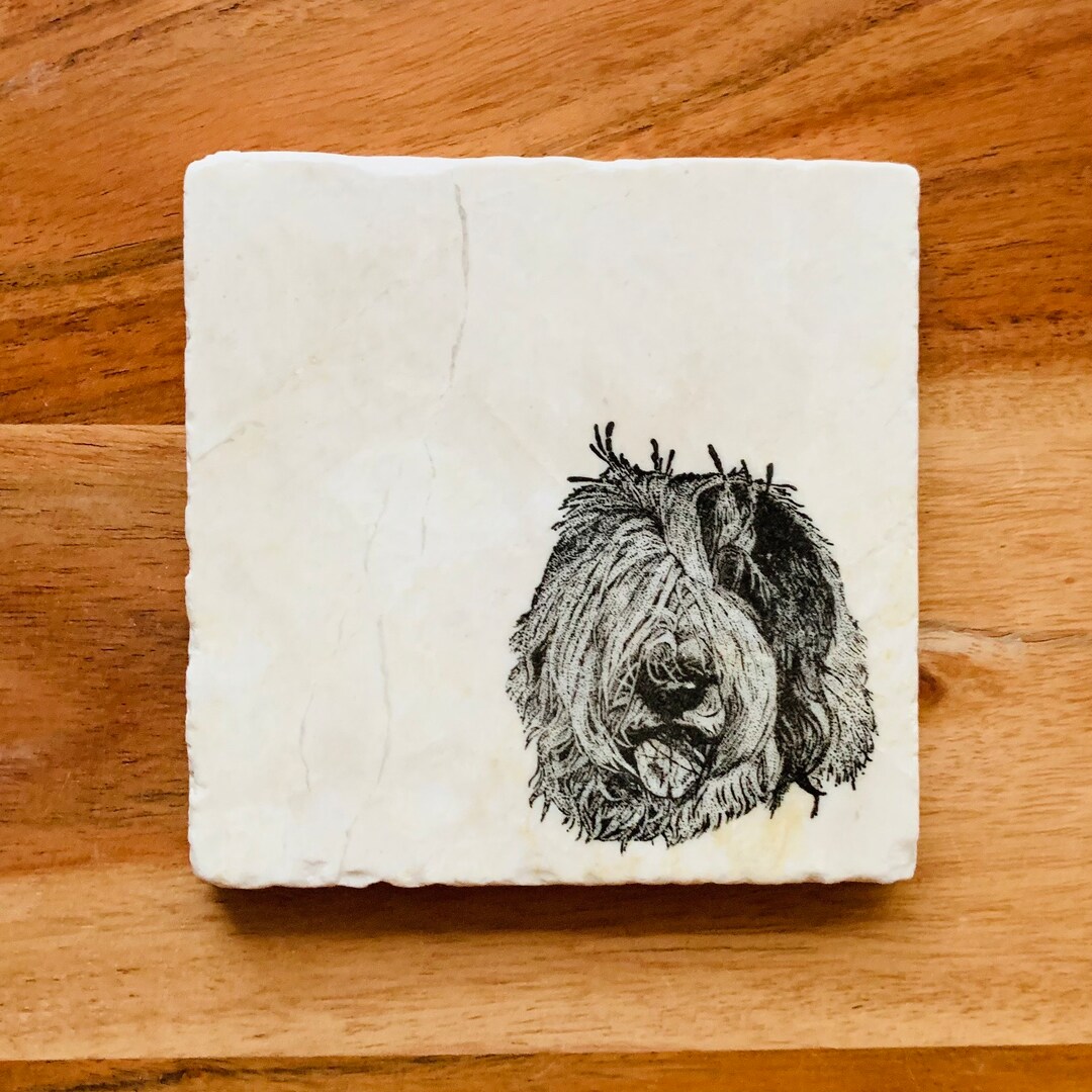Old English Sheepdog Coaster ~ English Sheepdog Gift ~ Marble Coasters ...