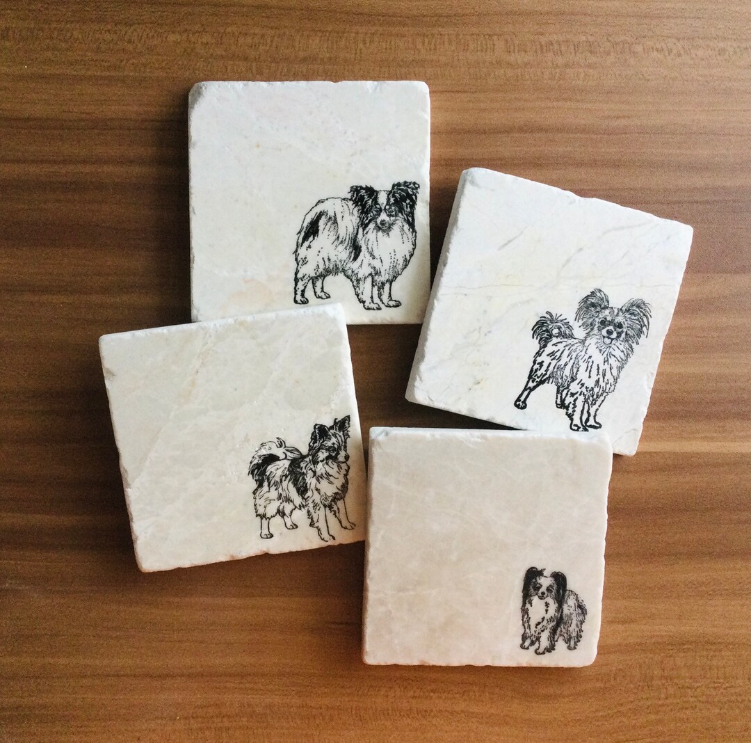 Papillon Coasters Papillon Gift Coaster Set Pet Coasters Housewarming ...