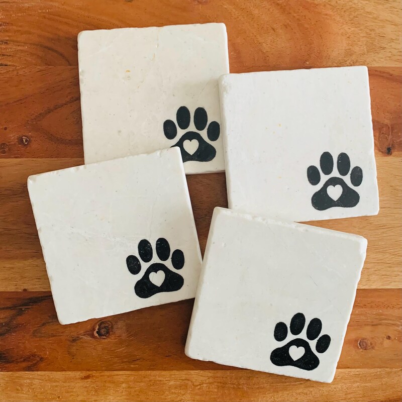 Paw Print Coasters - Etsy