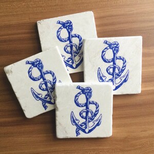 Anchor Coasters Nautical Coasters Stone Coasters Beach Life Decor ...