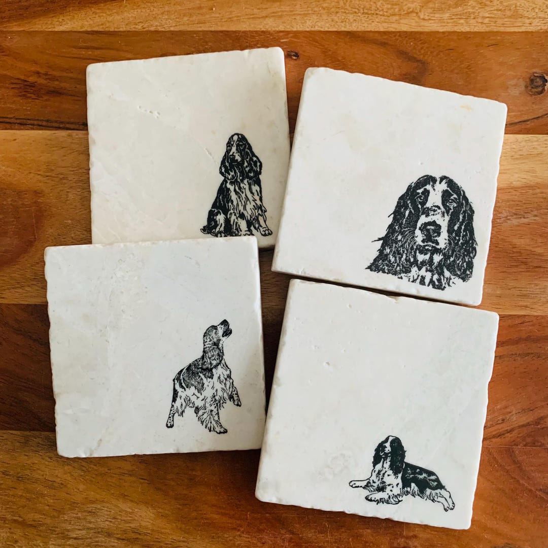 English Springer Spaniel Gift Marble Coasters ~ Handmade Gift ~ Dog ...