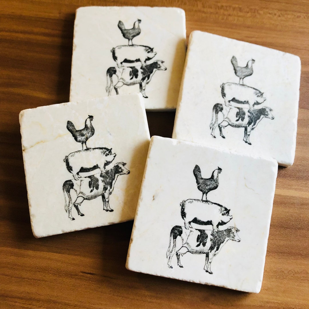 Farmhouse Decor ~ Farmhouse Coaster Gift ~ Cow Coasters ~ Housewarming ...