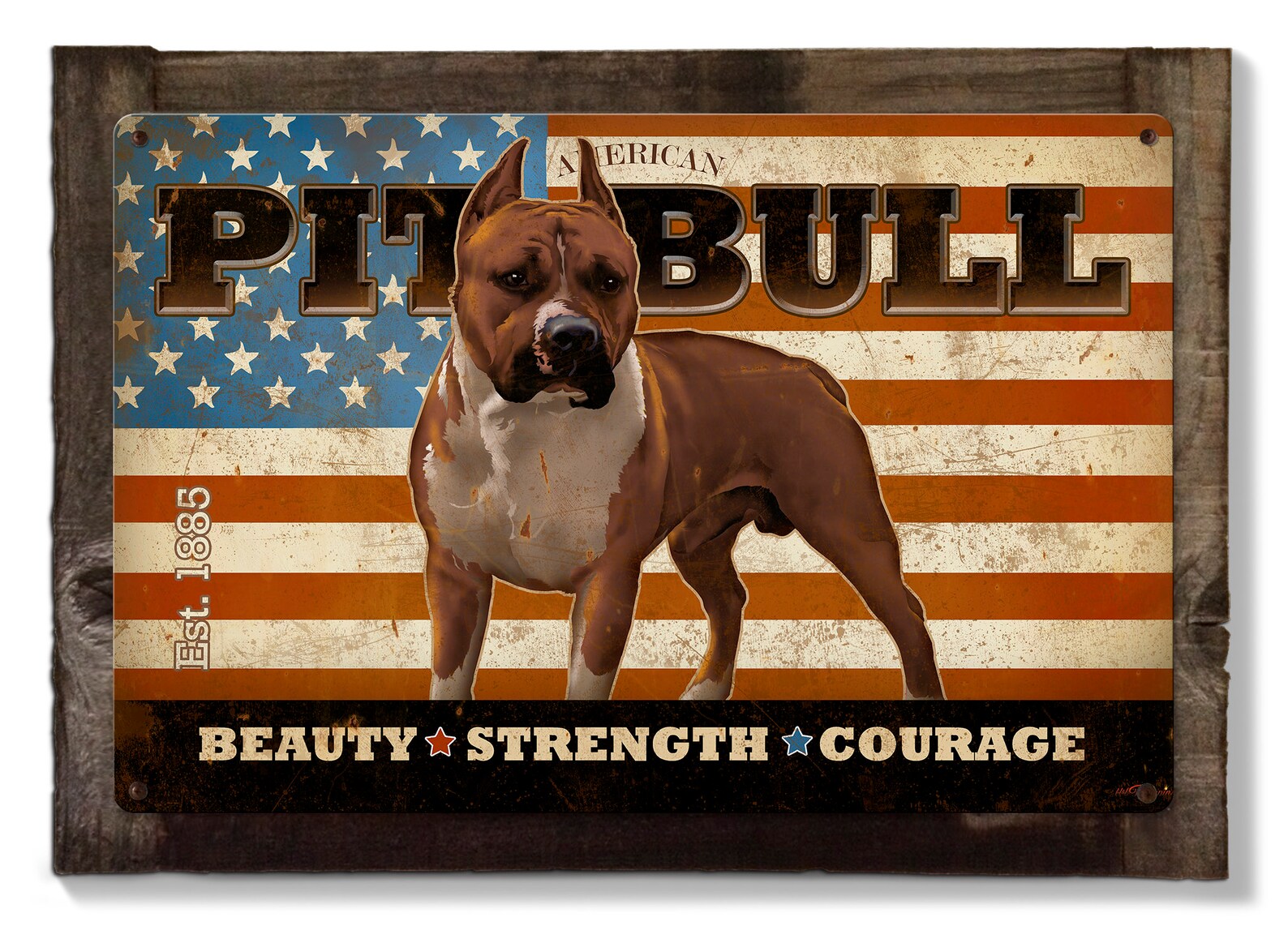 American Pit Bull Dog METAL Sign Optional Reclaimed | Etsy