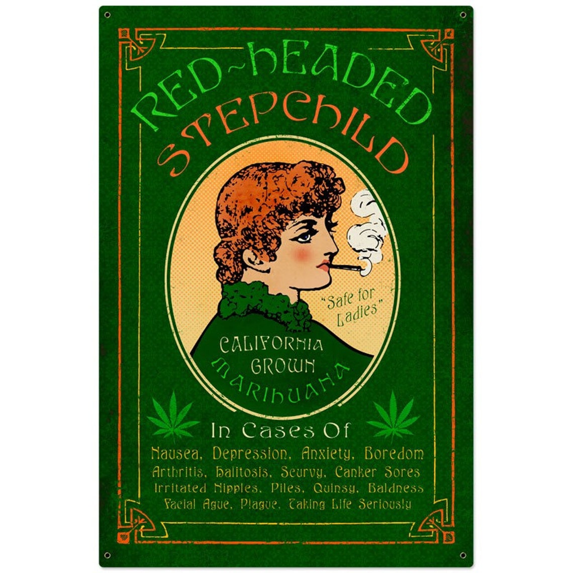Red Headed Step Child Marijuana Cannabis Metal Sign 12" X 18" or 24" X ...