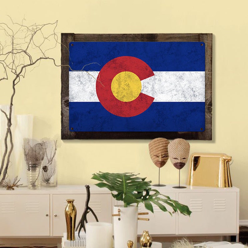Colorado State Flag, the Centennial State, Metal Sign, Optional Rustic ...
