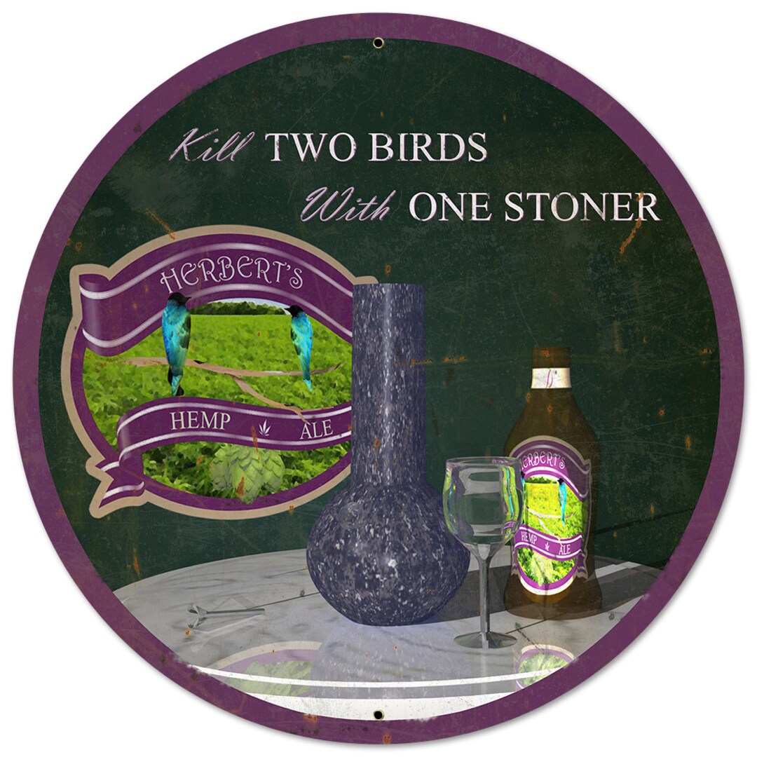 Herbert's Hemp Ale Round Metal Sign 28", 14" - Etsy