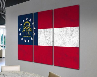 Georgia State Flag License Plate Aluminum Metal Auto Tag 6x12 GA Sign ...